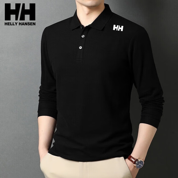 HELLY HANSEN, HH高端户外运动POLO衫男长袖日常外穿休闲时尚显瘦 长袖Polo衫-HH-黑色 M 90-110斤【图片 价格 ...