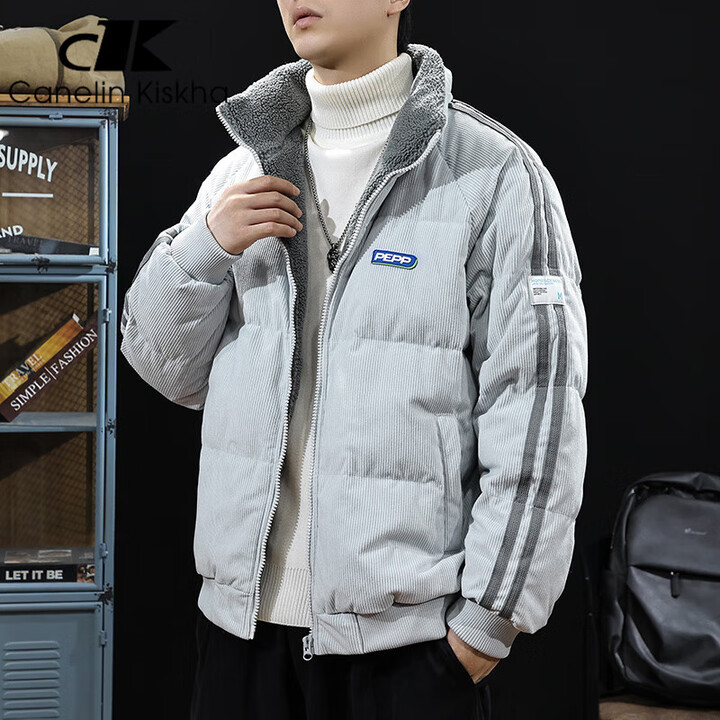 Lee Cooper冬天羽绒服男厚款冬季保暖灯芯绒立领羽绒外套男士宽松百搭面包服 086灰色 2XL【图片 价格 品牌 报价】-京东