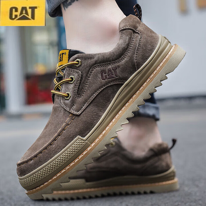 卡特（CAT）低帮真皮男鞋休闲男鞋潮流百搭马丁靴增高男士鞋工装鞋 8030棕色 40 标准尺码【图片 价格 品牌 报价】-京东