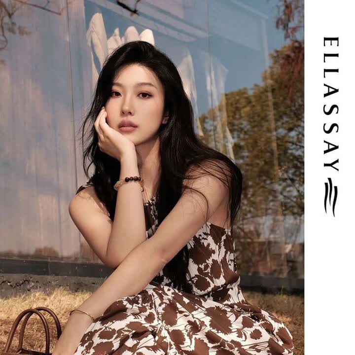 【歌力思（ELLASSAY）EWB362Y03300】歌力思（ELLASSAY）优雅随性柔美长款连衣裙女 EWB362Y03300 驼混搭 ...