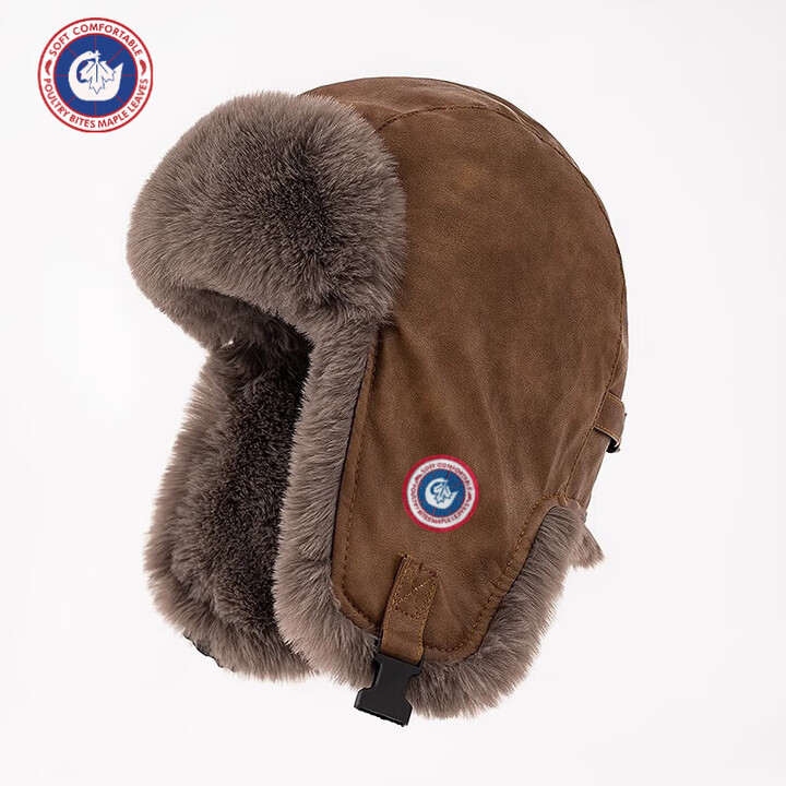 SCOTT GOOSE秋冬新款 GOOSE 加绒加厚皮帽雷锋帽保暖男女防风护耳大头 驼色 L 大头围L（60cm-62cm）【图片 价格 品牌 ...