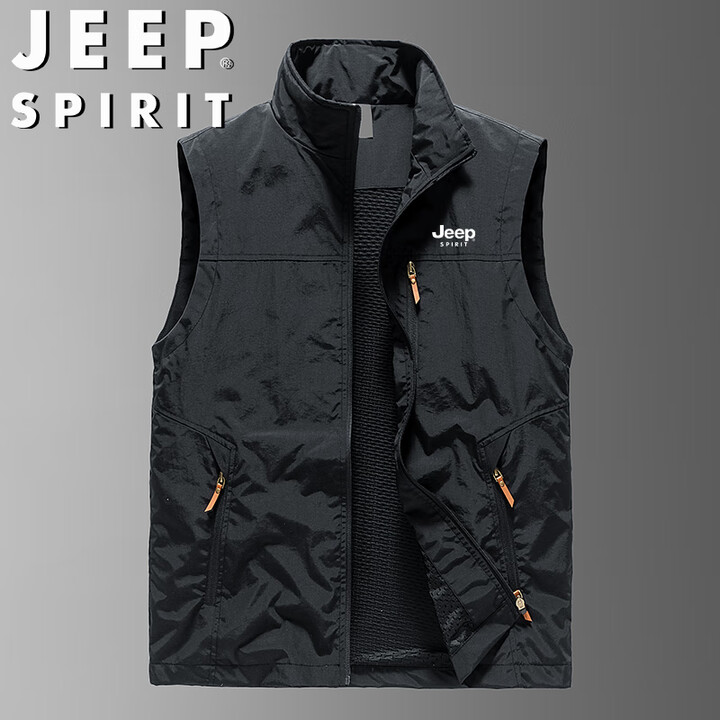 【JEEP SPIRITJEEP-978-LG-A221-MT-2412】JEEP SPIRIT吉普马甲男春秋简约百搭立领外套户外休闲工装马甲 ...