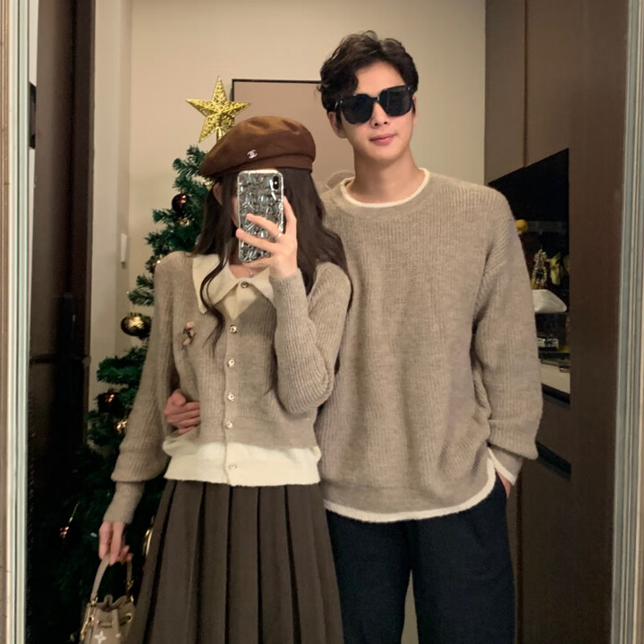 高级感情侣装秋冬新款卫衣开衫毛衣套装法式气质男女假两件针织衫 男毛衣 2XL【图片 价格 品牌 报价】-京东