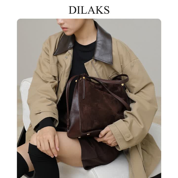 DILAKS迪莱克丝2025秋冬新款极简风托特包麂皮包包百搭手提斜挎包 栗子可可色（小号)【图片 价格 品牌 报价】-京东