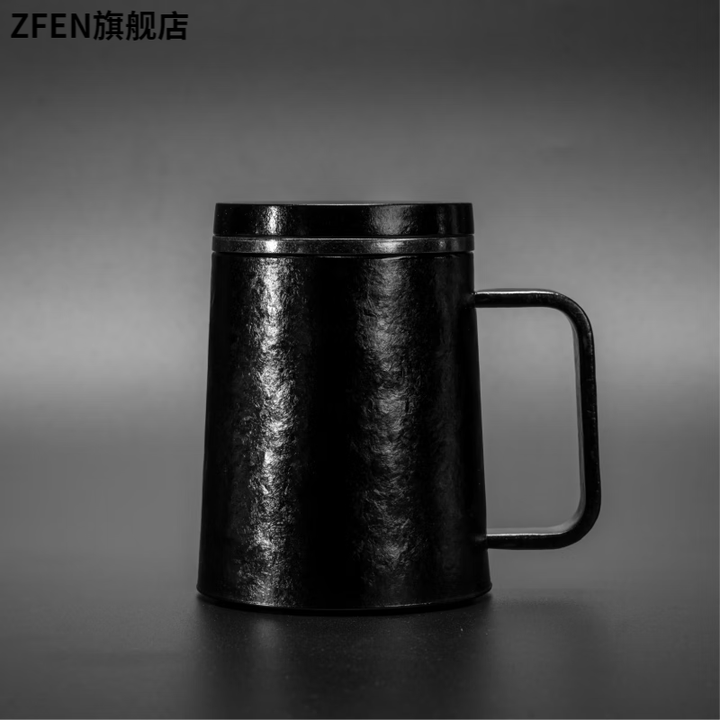 ZFEN德国进口品质纯钛办公套杯带纯钛茶漏磁吸杯盖茶水分离双层保温 墨玉黑_400ml【图片 价格 品牌 报价】-京东