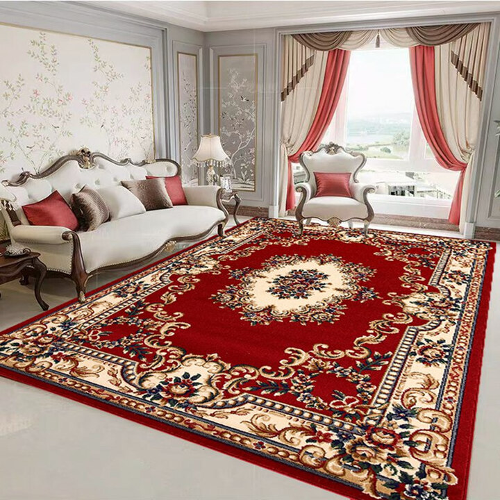 NISON 里桑客厅地毯轻奢高级感免洗2025新款欧式复古卧室茶几沙发地毯加厚 6035红色机织黄麻底透气耐脏 2.0m*2.9m【图片 价格 ...