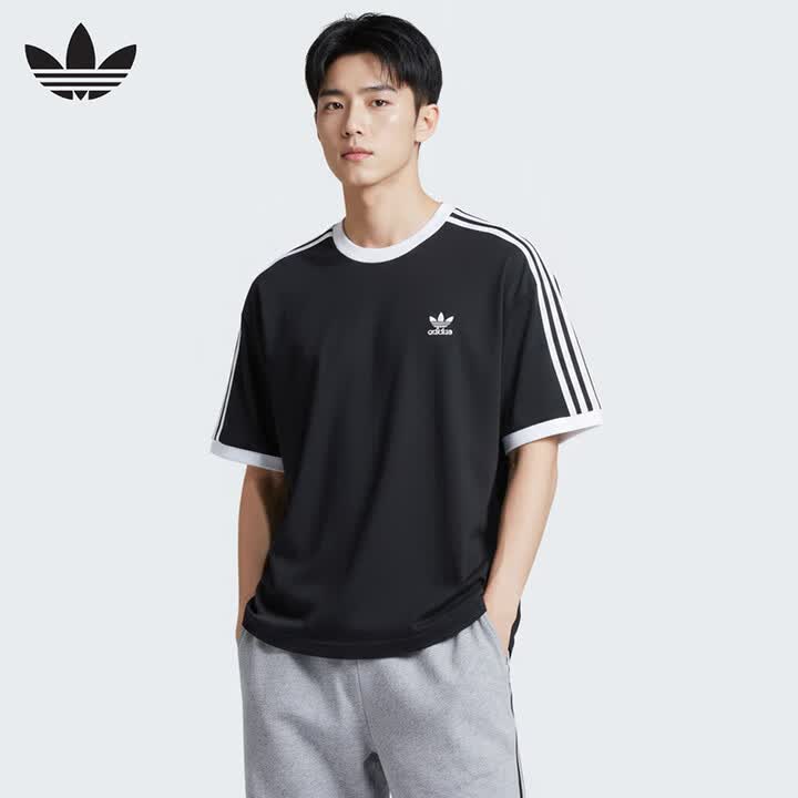 【阿迪达斯（adidas）短袖】阿迪达斯（adidas）三叶草男女款 3-STRIPES TEE 短袖 KB2459 黑色 S【行情 报价 ...