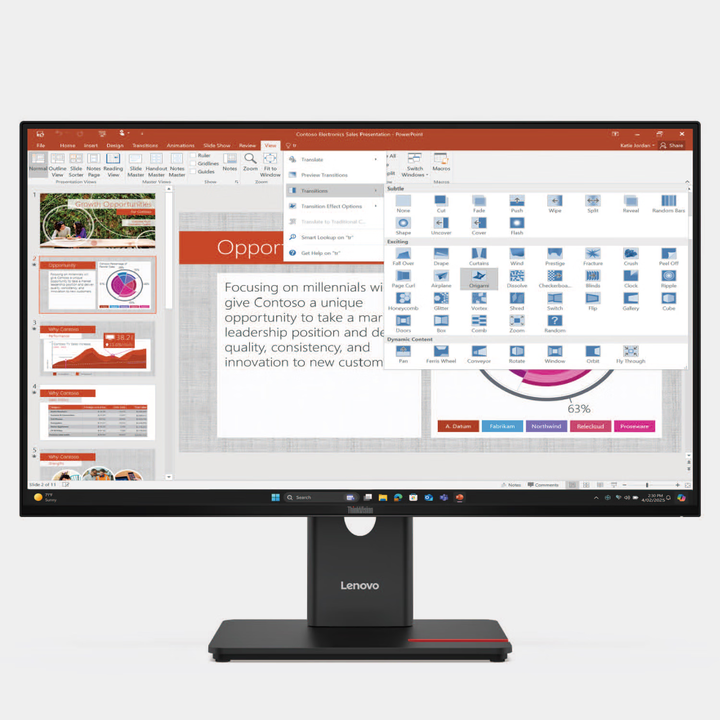 【联想T27-40】联想（ThinkVision）P27i-30 升级款T27-40 27英寸商用办公高清IPS窄边框显示器旋转升降壁挂 DP ...