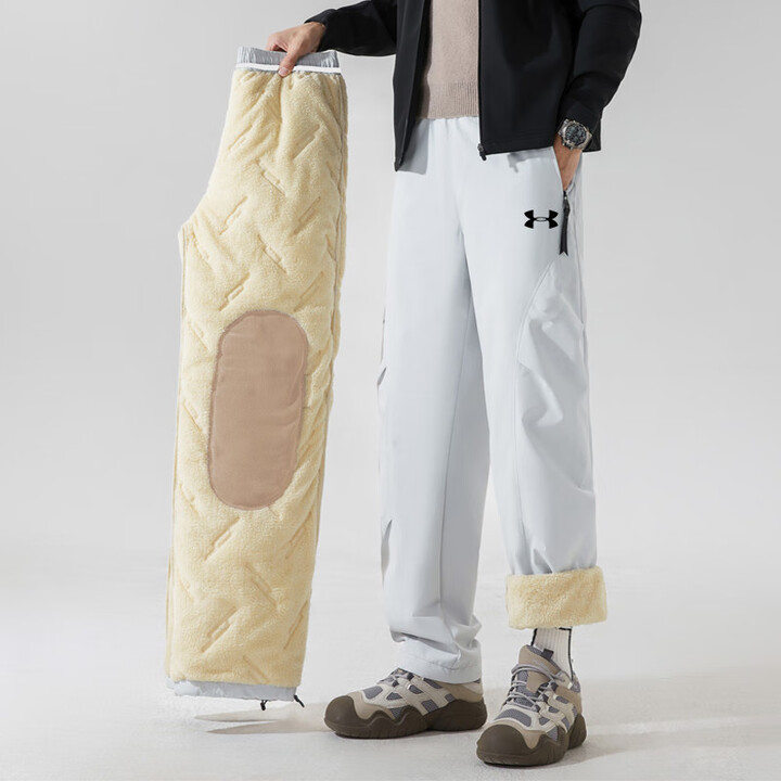 安德玛棉裤男女同款冬季羊羔绒防风防寒东北滑雪裤加绒加厚保暖裤子 卡其色【男女同款】 S 【建议85-105斤】【图片 价格 品牌 报价】-京东