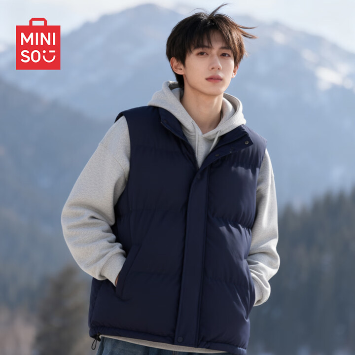 【名创优品通K908立领马甲】名创优品（MINISO）棉马甲男冬季加厚保暖背心外套休闲立领防冷风坎肩衣服 藏青 M【行情 报价 价格 评测】-京东