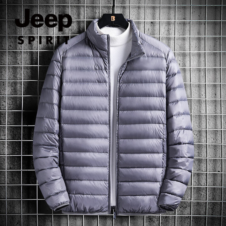 JEEP SPIRIT吉普胖子羽绒服男加肥加大冬装特大号轻薄外套肥佬超大码胖人300 JEEP立领灰色 7XL 【240-260斤】【图片 ...
