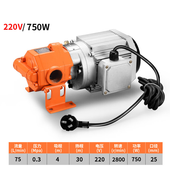 富仕工齿轮电动抽油泵220v12v24v自吸大流量高粘稠度机油柴油食用油防爆 工业级220V/750W 75L/min【图片 价格 品牌 报价】-京东