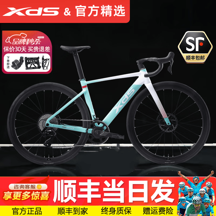 喜德盛（xds）新款AD350公路自行车12速碳纤前叉座管功率计 流光青 480mm推荐身高（165-175cm）【图片 价格 品牌 报价】-京东