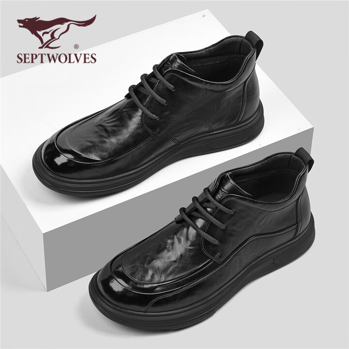 七匹狼男鞋通勤百搭皮鞋2025新款男士平底复古牛皮皮鞋男 黑色 41【图片 价格 品牌 报价】-京东
