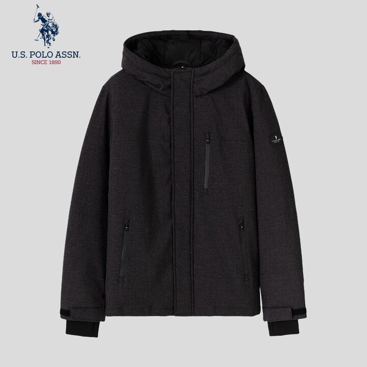 【U.S. POLO ASSN.1134217384】U.S. POLO ASSN.商场同款羽绒服男短款连帽工装外套男士防风防水冲锋保暖上衣 ...
