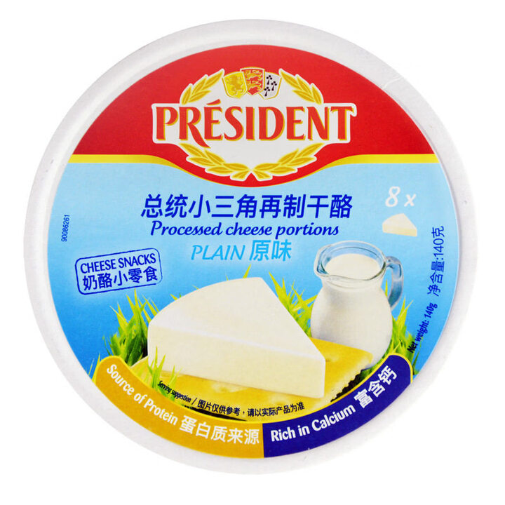 总统（President）Cream Cheese法国原装进口总统小三角即食奶酪再制干酪软芝士零食 原味 保质期至8月1日 140g*1盒 ...