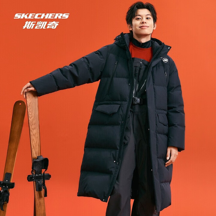 斯凯奇（Skechers）2024冬季新款羽绒服长款鸭绒防水轻盈保暖外套抗静电面包服男 碳黑/0018 M【图片 价格 品牌 报价】-京东