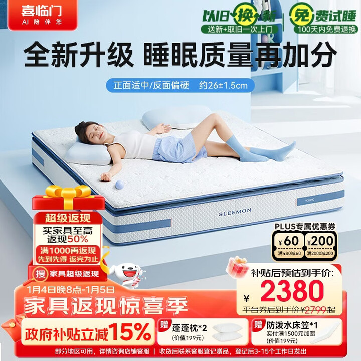 【喜临门床垫】喜临门漾plus床垫 动感空气纤维分区深睡弹簧大豆纤维 1.5x2米软硬适中【行情 报价 价格 评测】-京东