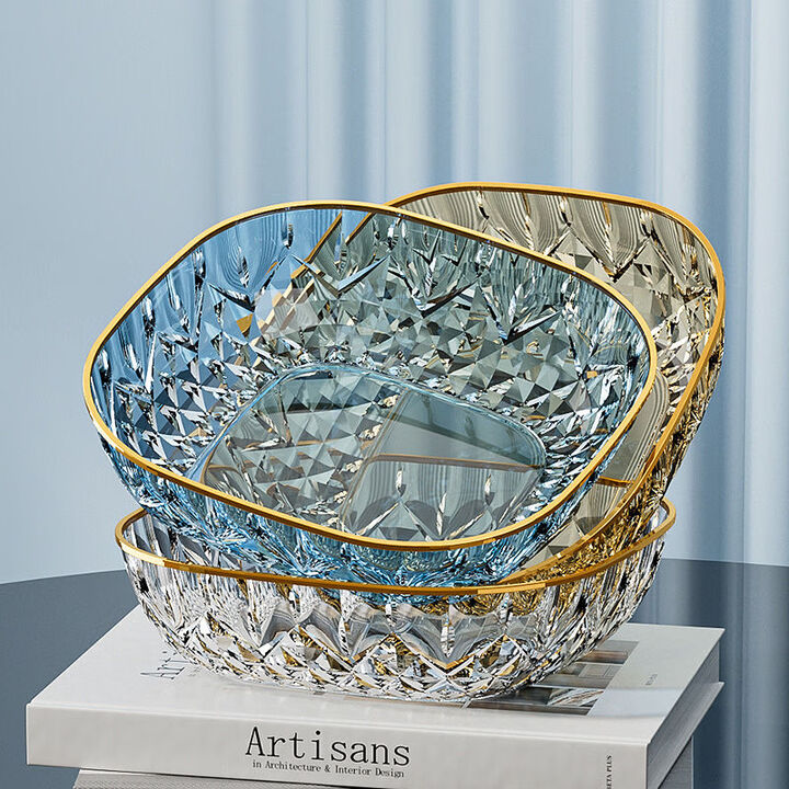 咏幻水果盘客厅茶几糖果摆放盘果盘 店长推荐：钻石盘[大号白金蓝]3个装【图片 价格 品牌 报价】-京东