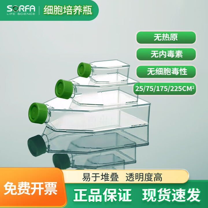 SORFA硕华 T25/T75/T175/T225细胞培养瓶一次性无菌 TC处理T75透气盖5个/包【图片 价格 品牌 报价】-京东