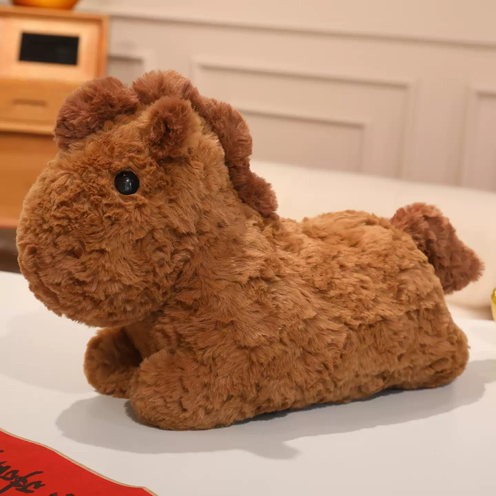 山头林村2026生肖马年吉祥物玩偶公仔毛绒玩具抱枕女生睡觉专用床上 棕色趴姿小马 25cm【图片 价格 品牌 报价】-京东