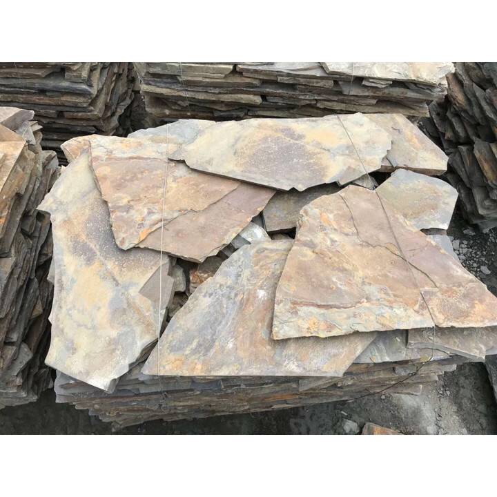 仁聚益天然青石板碎拼毛边乱形板岩不规则广场地铺滑地砖公园铺路石材 锈色乱石板2-4厚度（平米价格）【图片 价格 品牌 报价】-京东