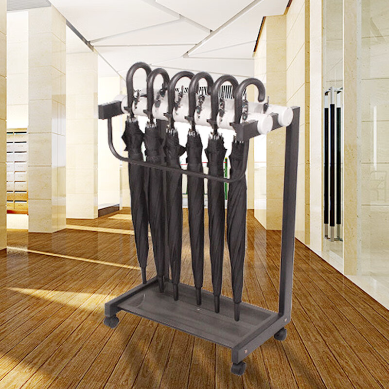 AEY 创意烤漆雨伞架银行超市酒店大堂雨伞收纳架 12头黑色带锁-融创集采商城