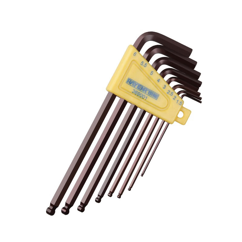 锐能 RAYENR 内六角扳手8件加长球头内六角螺丝刀套装古铜色防锈S2内六方扳手工具（1.5-6）369001-融创集采商城