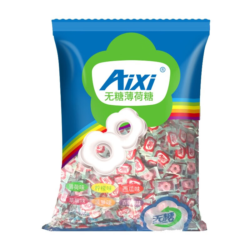 Aixi无糖薄荷糖2280g 清新口气口香糖 招待糖 办公室零食糖果（西瓜味）-融创集采商城
