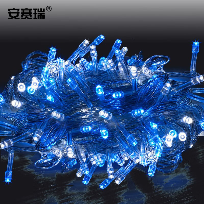 安赛瑞 LED应急串灯 满天星LED彩灯闪灯串灯 30米300灯 围栏花园串灯 蓝白 24076-融创集采商城