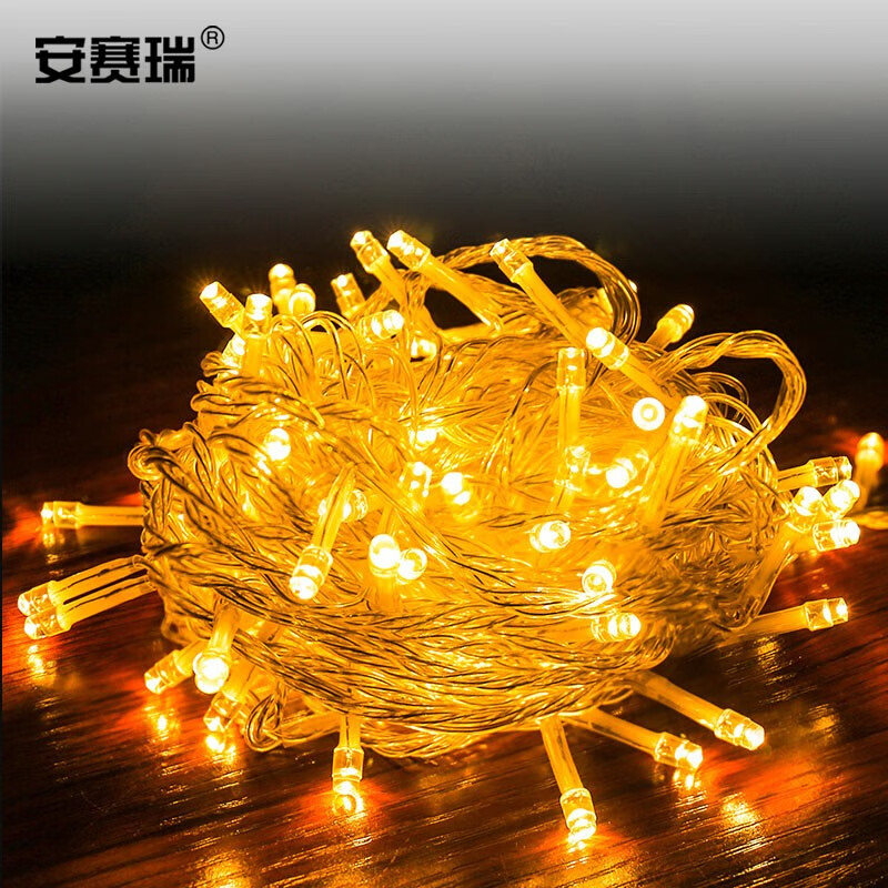 安赛瑞 LED串灯 满天星LED彩灯闪灯串灯 50米400灯 围栏花园串灯 春节圣诞装饰布置挂灯 黄色 24077-融创集采商城