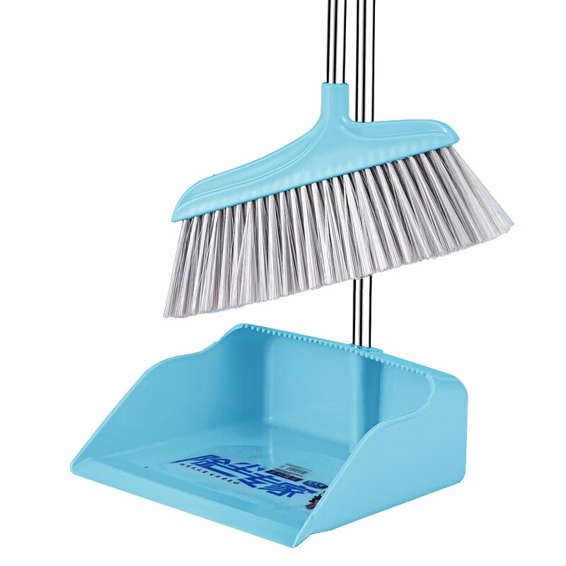 兰诗（LAUTEE）S-300 轻便扫把簸箕套装 学校物业不锈钢扫帚垃圾铲套装 蓝色-融创集采商城