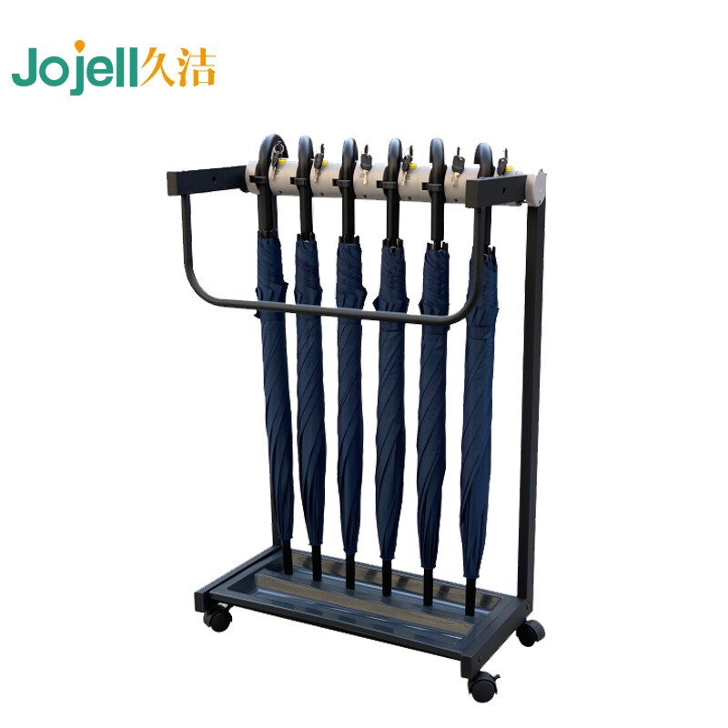 久洁带锁雨伞架门口酒店大堂雨伞桶银行收纳定制商用便民挂伞架子6头配6把普通弯柄伞-融创集采商城