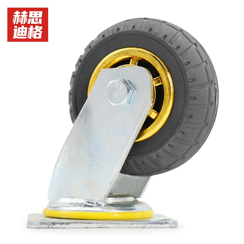 赫思迪格 HSJZ-68 高弹力脚轮 重型转向轮万向轮 平板车小推车轮橡胶轮子 5寸万向轮-融创集采商城