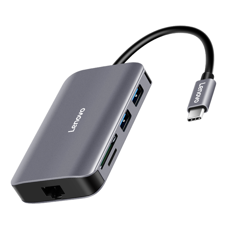 联想F1-C08 type-c扩展坞usb转hdmi拓展坞电脑转换器mac网线转接头4K投屏 PD充电口 八合一小新拯救者分线器-融创集采商城