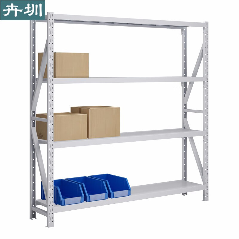 卉圳工业仓库货架快递置物架多层储物架展示架150KG/层HZ115白色-融创集采商城
