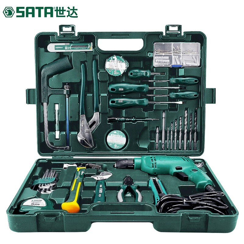世达SATA 58件家用工具组套建筑安装套装320W手电钻多功能维修工具箱扳手螺丝刀钢丝钳羊角锤 企业定制 05156-融创集采商城