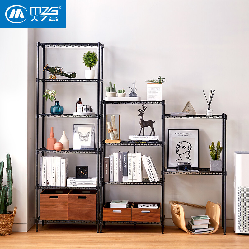 美之高 家用置物架客厅收纳架子工艺品架展示架 金属落地储物架卧室收纳架整理架子六层收纳架货架-融创集采商城